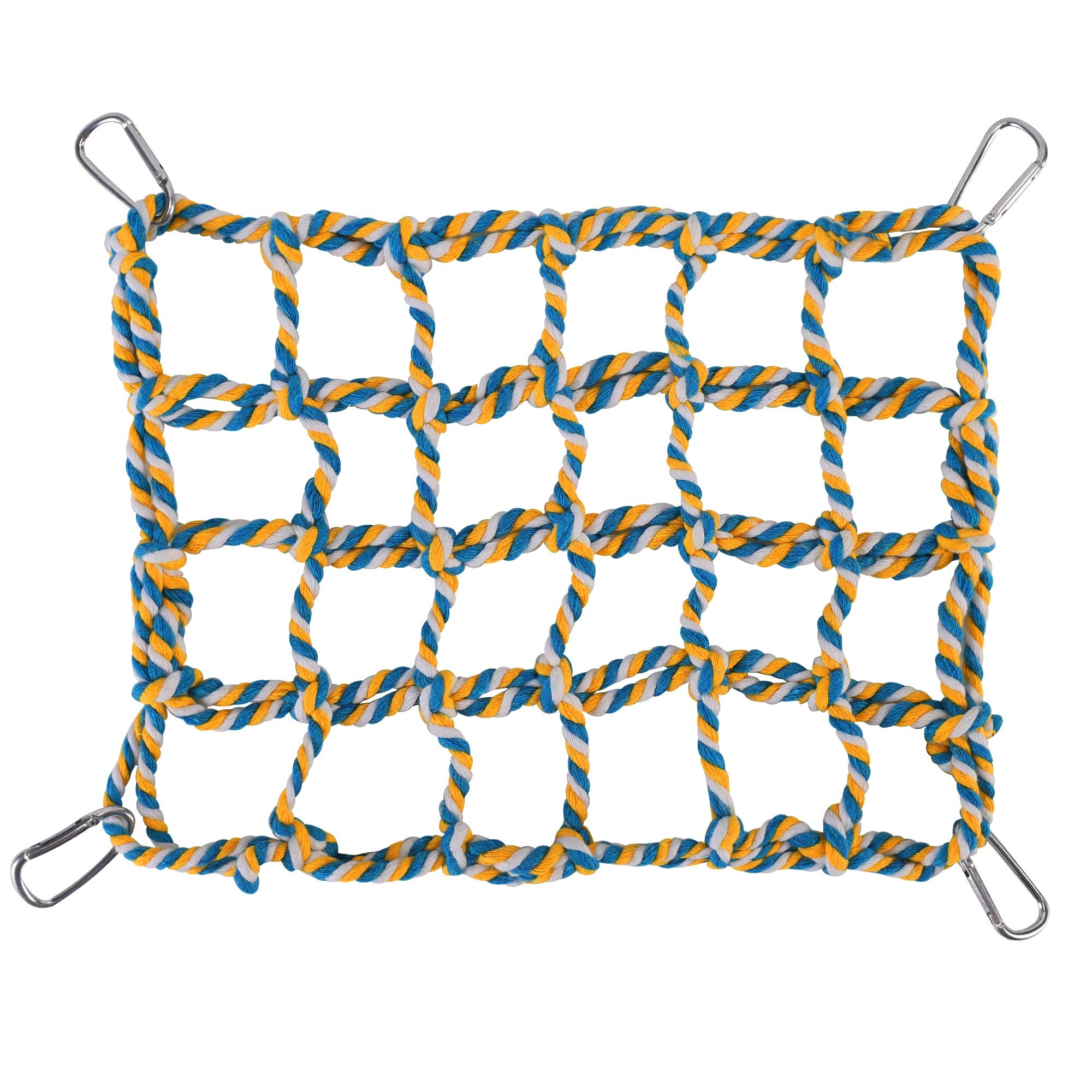 Yihihi Pet Climbing Rope Net, Bird Climbing Rope Ladder, Sturdy Rope Bridge, Ferret Cotton Rope Net, Rat Hanging Bed Hammock Swing Ladder, Eco-Friendly 100% Organic Cotton Small Animal Habitat Decor.