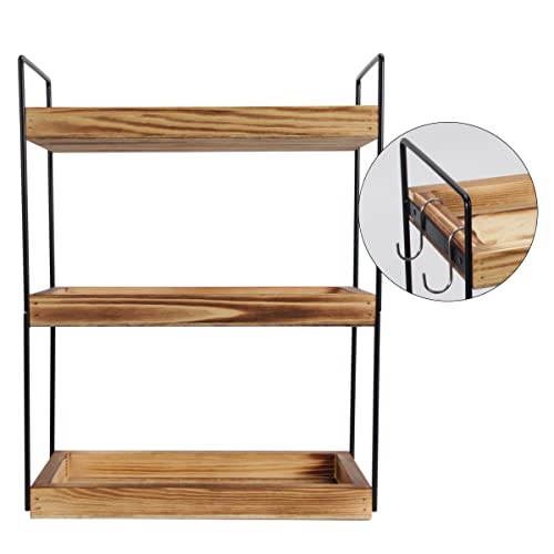 BEIUTAO 3 Tier Bathroom Counter Organizer, Wood Bathroom Countertop, (DIY Install) Bathroom Countertop Organizer and Storage Shelf, Cosmetic Holder Vanity Organizer Bathroom Trays