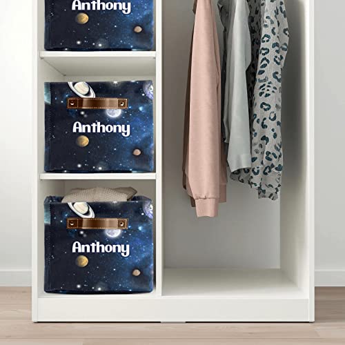 Space System Planets Personalized Large Storage Box for Toy,Bathroom,Nursery,Home Kitchen Shelves,Custom Closet Decorative Storage Bins 1 Pack