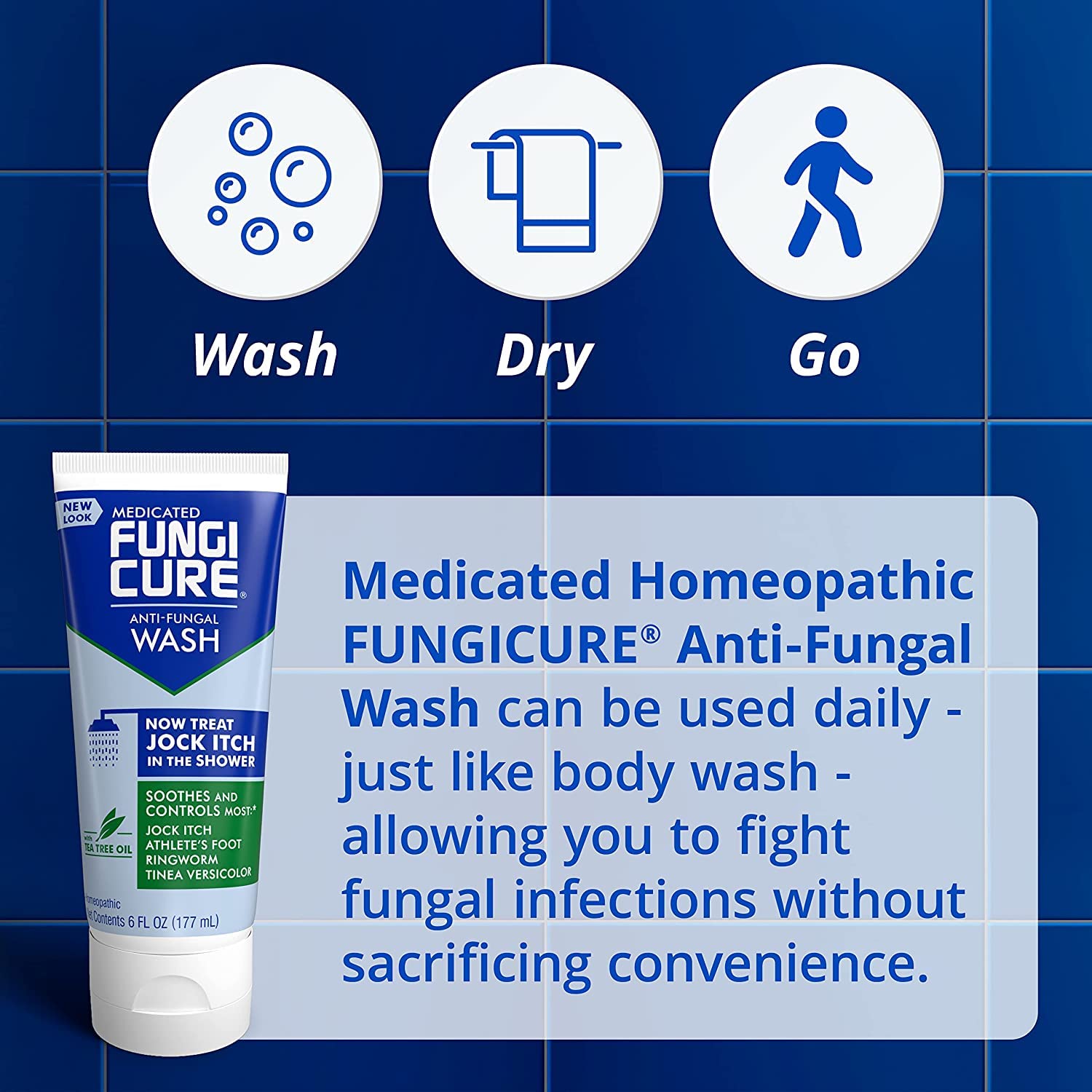 FungiCure Medicated Anti-Fungal Jock Itch Wash - Treat Jock Itch in The Shower- 6 Fl Oz (Pack of 2)
