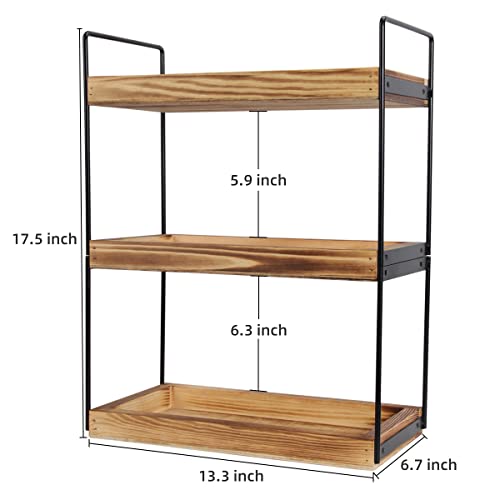 BEIUTAO 3 Tier Bathroom Counter Organizer, Wood Bathroom Countertop, (DIY Install) Bathroom Countertop Organizer and Storage Shelf, Cosmetic Holder Vanity Organizer Bathroom Trays