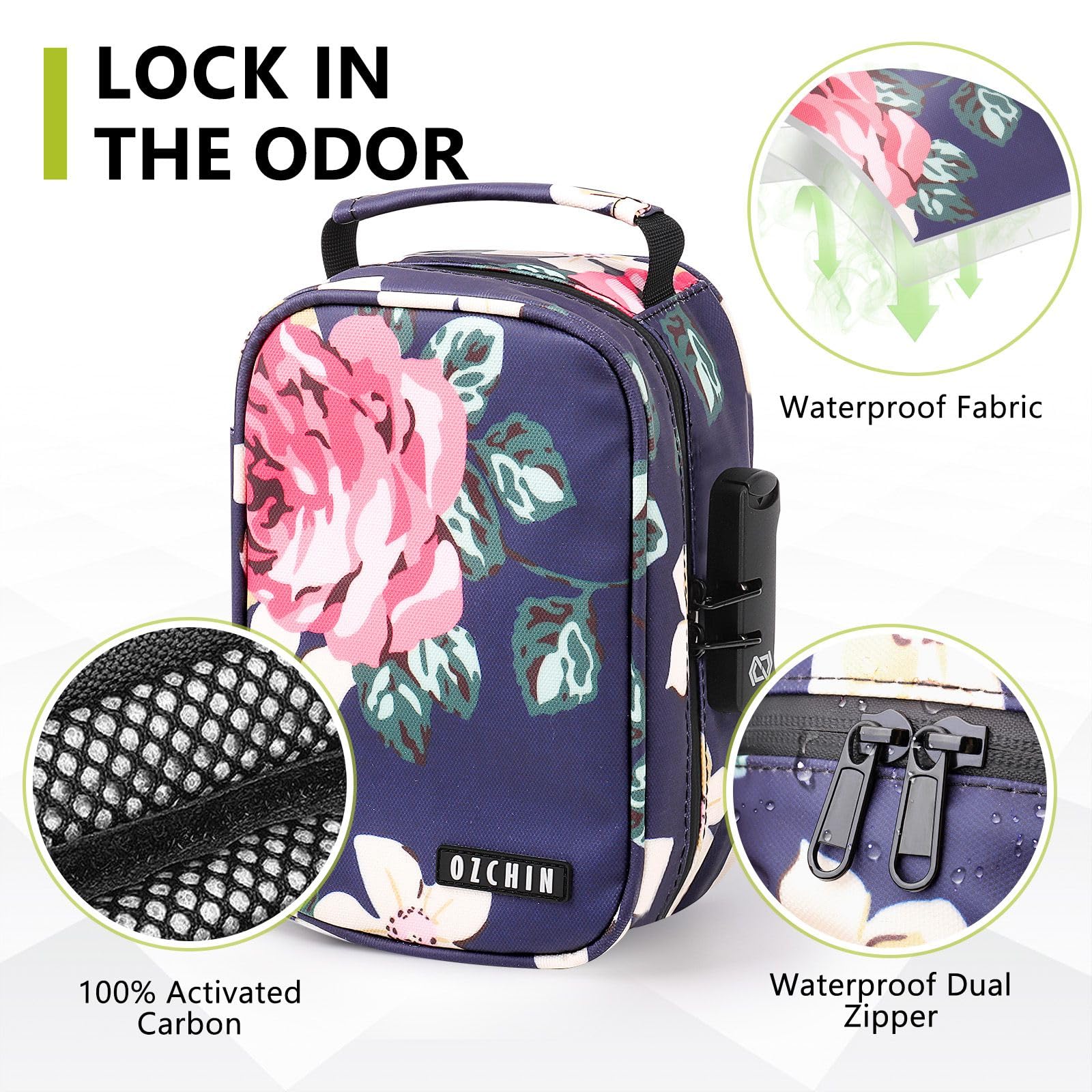OZCHIN Smell Proof Bag with Combination Lock Tobacco Pipe Pouch Bag File Organizer Case Container Medicine Lock Box Odorless Storage Bag Great Gift for Friend