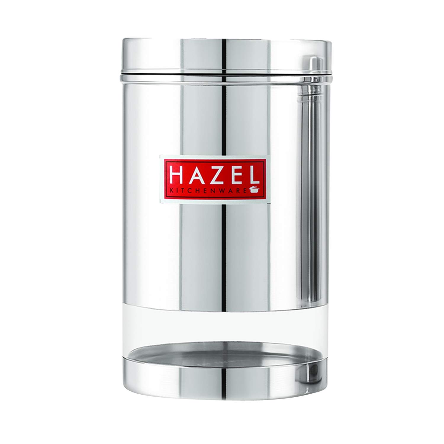HAZEL Stainless Steel Transparent Glossy Finish See Through Container, Silver, Set of 2, 1700 Ml