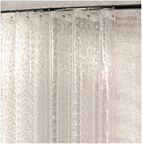 VENICE COLLECTIONS Shower Curtain Liner 3D Semi Transparent Heavy 8G Thick PEVA Waterproof Plastic Metal Grommets and Weighted Magnets 70 x 72 inches with Hooks Pebble Clear