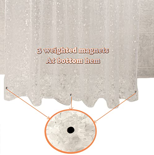 VENICE COLLECTIONS Shower Curtain Liner 3D Semi Transparent Heavy 8G Thick PEVA Waterproof Plastic Metal Grommets and Weighted Magnets 70 x 72 inches with Hooks Pebble Clear