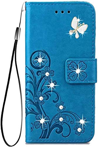 LEMAXELERS Galaxy Z Fold 2 5G Case Bling Diamond Clover Wallet Case with Card Slots Magnetic Flip Stand Premium PU Leather Shockproof Cover for Samsung Galaxy Z Fold 2 5G Diamond Clover Blue SD
