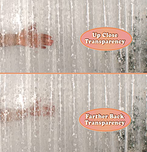 VENICE COLLECTIONS Shower Curtain Liner 3D Semi Transparent Heavy 8G Thick PEVA Waterproof Plastic Metal Grommets and Weighted Magnets 70 x 72 inches with Hooks Pebble Clear