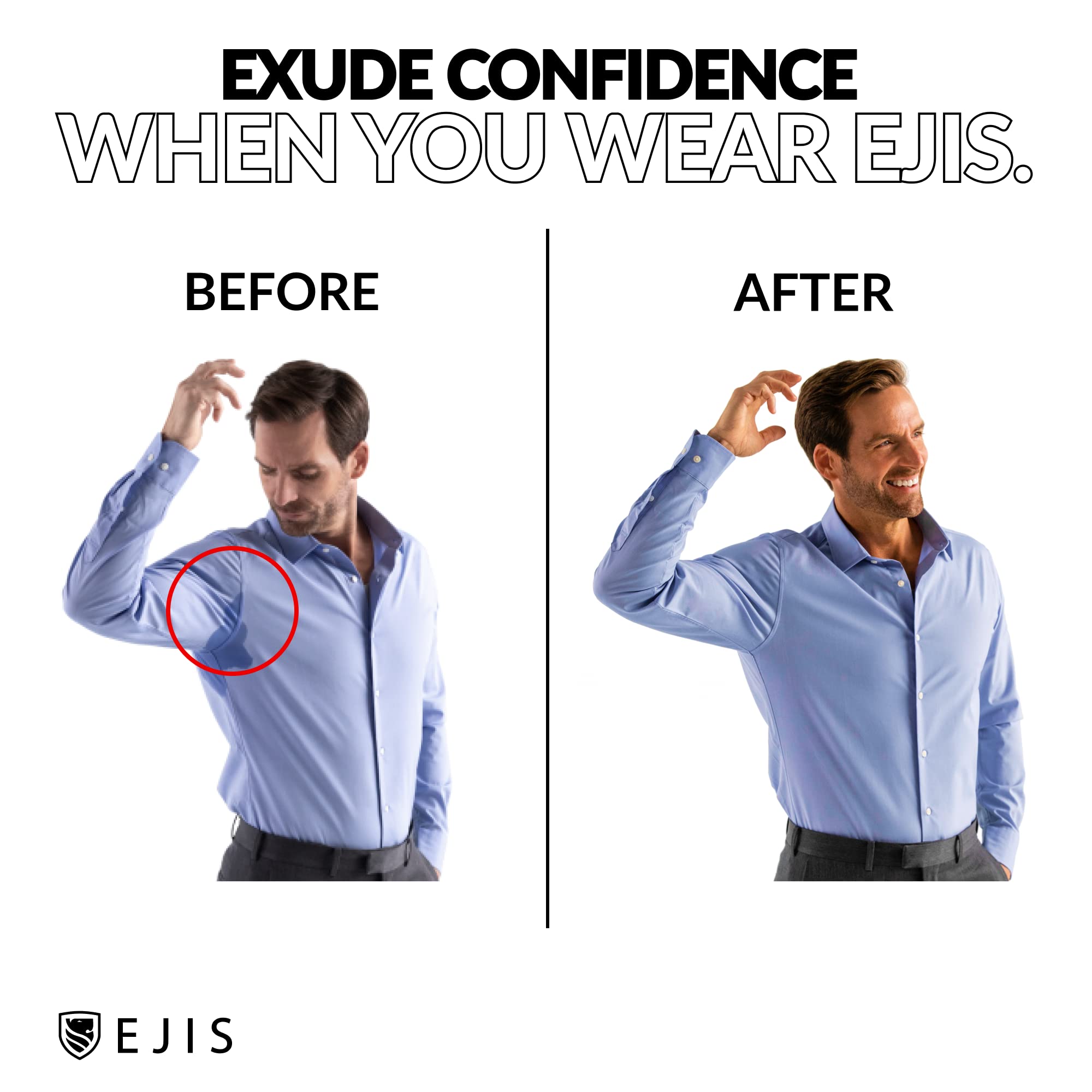 Ejis Sweat Defense Undershirt | V Neck (3-Pack) | Underarm Sweat Proof Micro Modal (Medium, White)