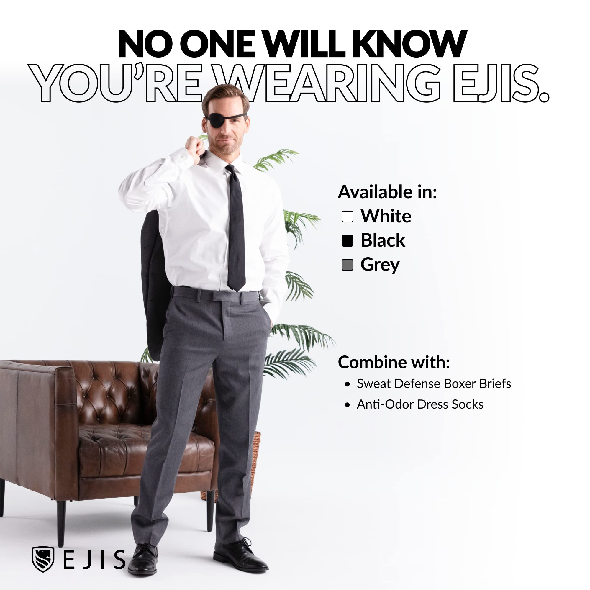 Ejis Sweat Defense Undershirt | V Neck (3-Pack) | Underarm Sweat Proof Micro Modal (Medium, White)