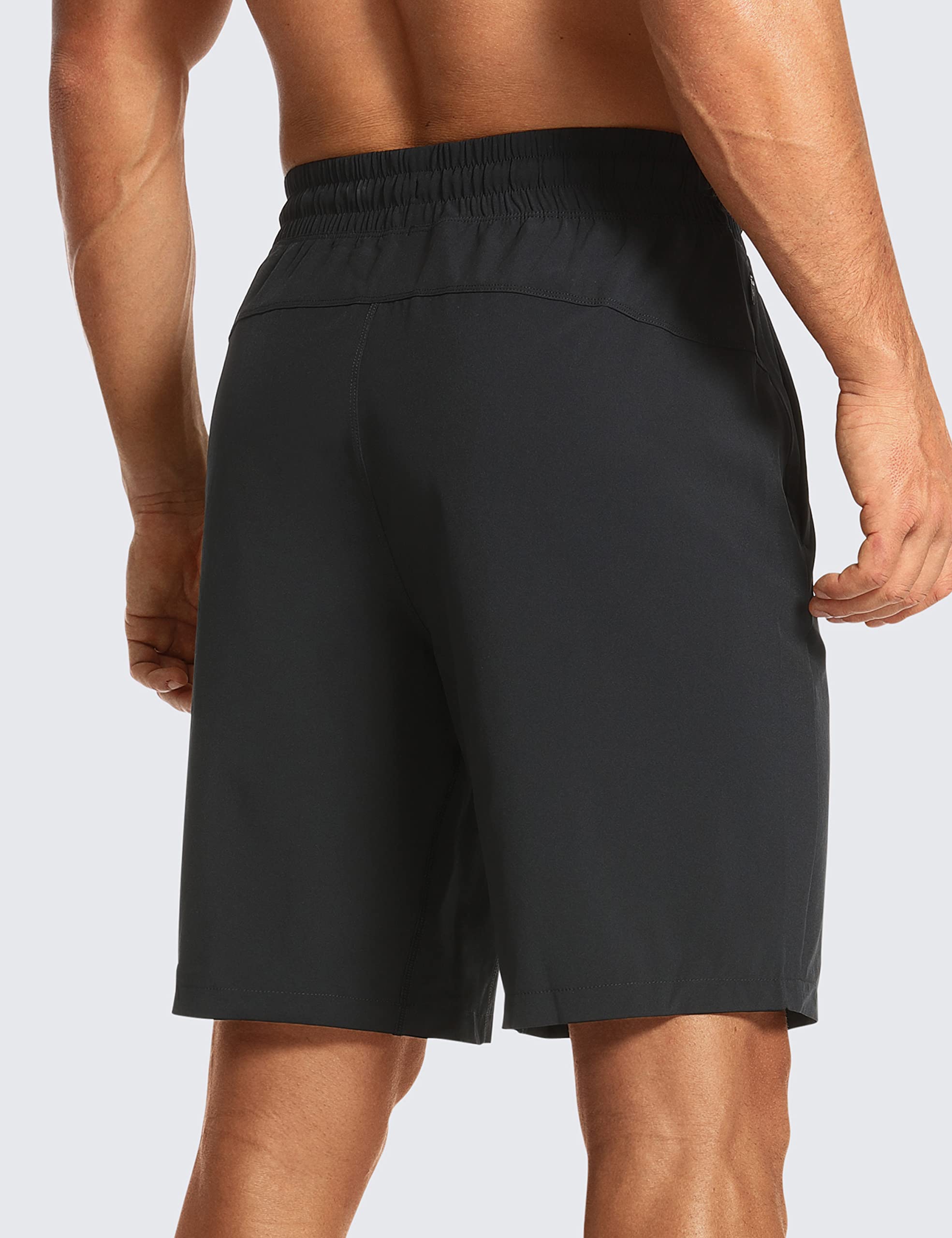 CRZ YOGA Men's Linerless Workout Shorts - 9'' Quick Dry Running Sports Athletic Gym Shorts with Pockets Black Large