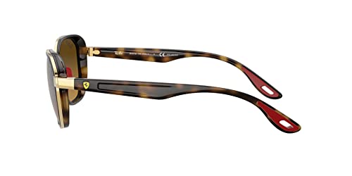 Ray-Ban RB3674M Scuderia Ferrari Collection Round Sunglasses, Gold/Chromance Brown Mirrored Grey Polarized, 51 mm