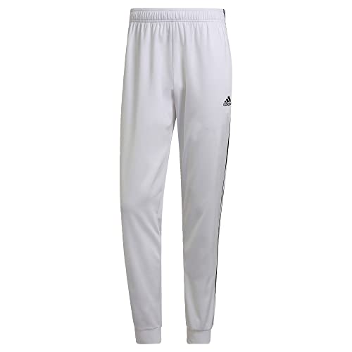 adidas Men's Essentials Warm-Up Slim Tapered 3-Stripes Tracksuit Bottoms, White/Black, 3X-Large
