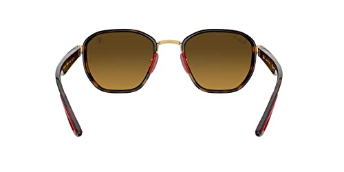 Ray-Ban RB3674M Scuderia Ferrari Collection Round Sunglasses, Gold/Chromance Brown Mirrored Grey Polarized, 51 mm