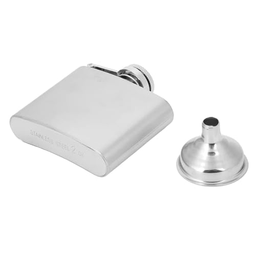2 Oz Stainless Steel Hip Flask Leakproof Drinking Flask with Funnel Flask Hip Set for Men Camping Pocket Flask Easy Pour Funnel Flask Whiskey Flask Metal Liquor Flask Drinking Flask Ideal for Gift