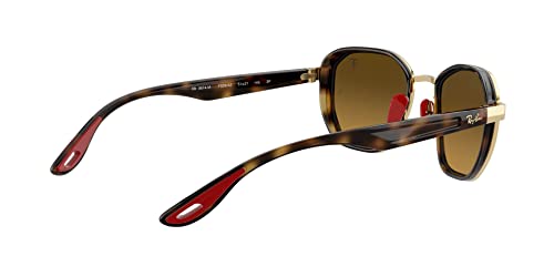 Ray-Ban RB3674M Scuderia Ferrari Collection Round Sunglasses, Gold/Chromance Brown Mirrored Grey Polarized, 51 mm