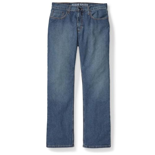 Eddie Bauer Men's Authentic Jeans - Straight, Faded Indigo, 34W x 32L