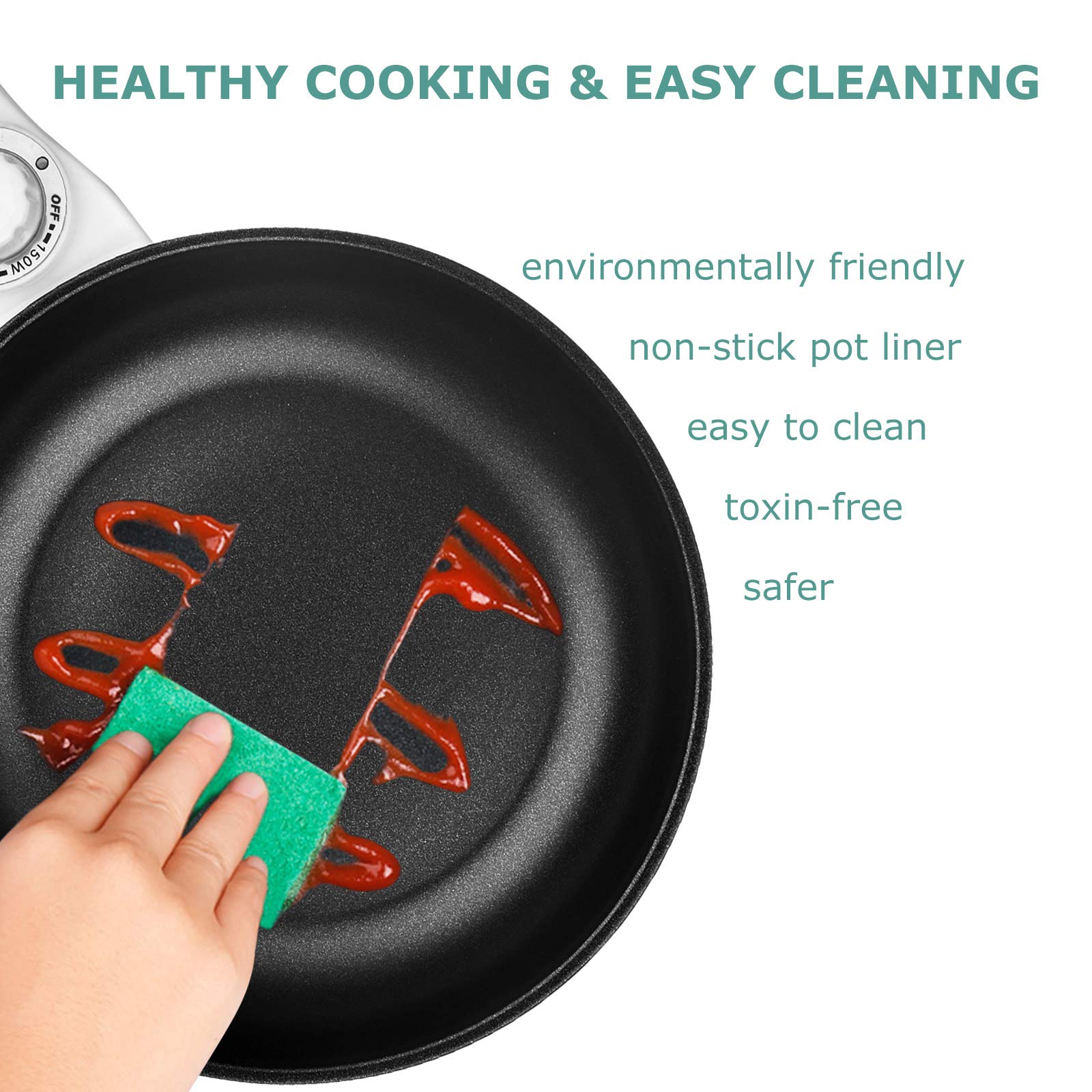Dezin Hot Pot Electric Upgraded, Non-Stick Sauté Pan, Rapid Noodles Electric Pot, 1.5L Mini Portable Hot Pot for Steak, Egg, Fried Rice, Ramen, Oatmeal, Soup with Power Adjustment