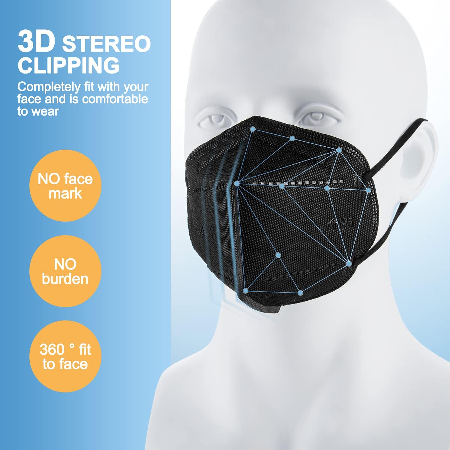 FGCCJP KN95 Face Mask 30pcs Disposable Face Masks Individual Packed Safety 5 Layers Breathable Cup Dust Masks Filtration>95% for Adults Men Women(Black)