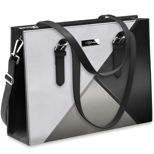 Alfheim Laptop Bags for Women 14 inch Leather Briefcase Large Business Shoulder Tote Bag Ladies Handbag for Office School Travel Work