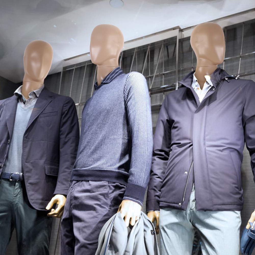 Mannequin Torso Manikin Dress Form Male 73" Adjustable Detachable Realistic Full Body Mannequin Model Display with Metal Base Plastic Head Turns Poseable Adult Dummy Mannequin Stand, Nude