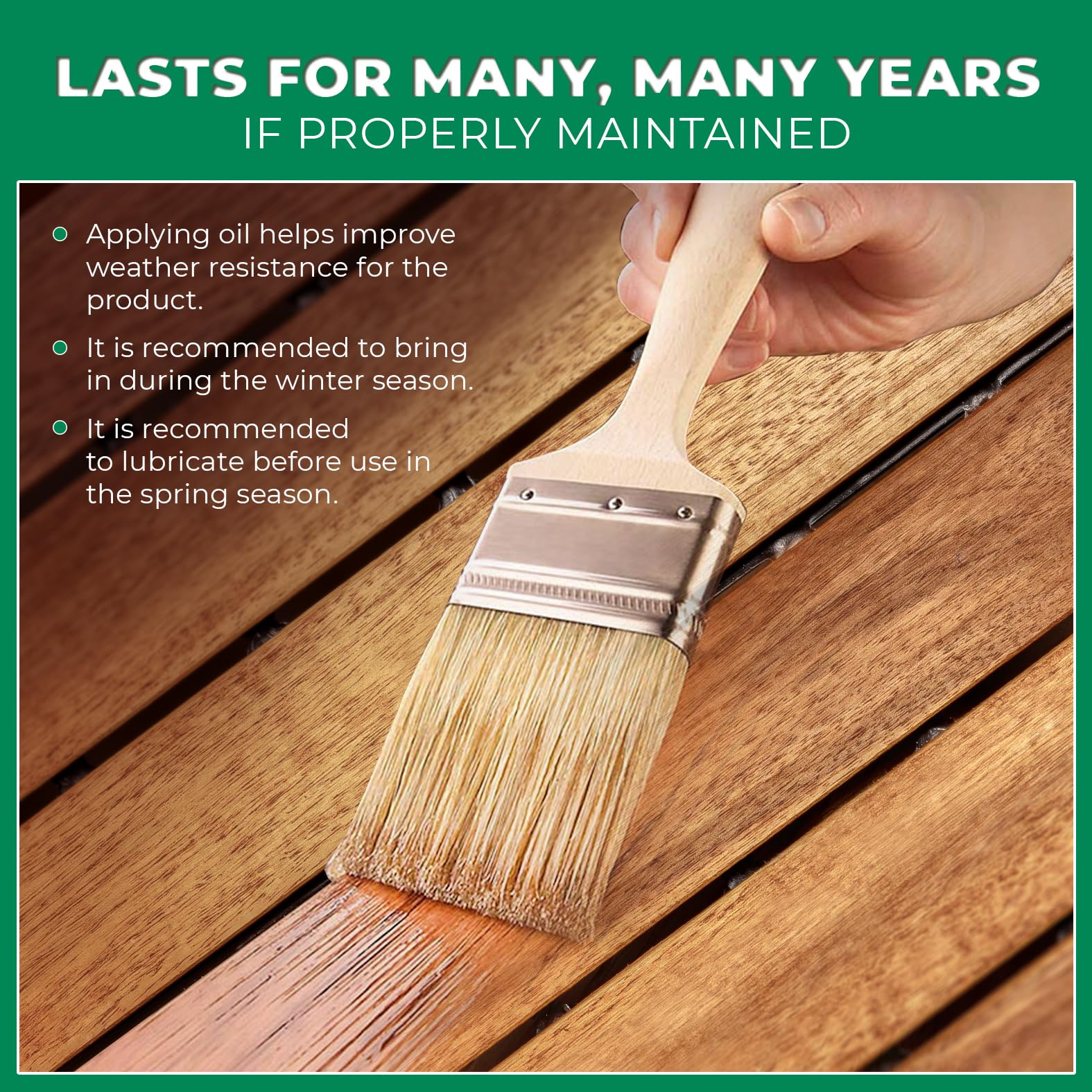 Deck Tile (Pack of 10, 12"x12") Hardwood Deck Tile, Interlocking Patio Tile in Solid Acacia Wooden Oiled Finish Waterproof All Weather Perfect for Indoor Outdoor 6 Slat (Acacia Wood- 10 Pcs, 6 Slat)