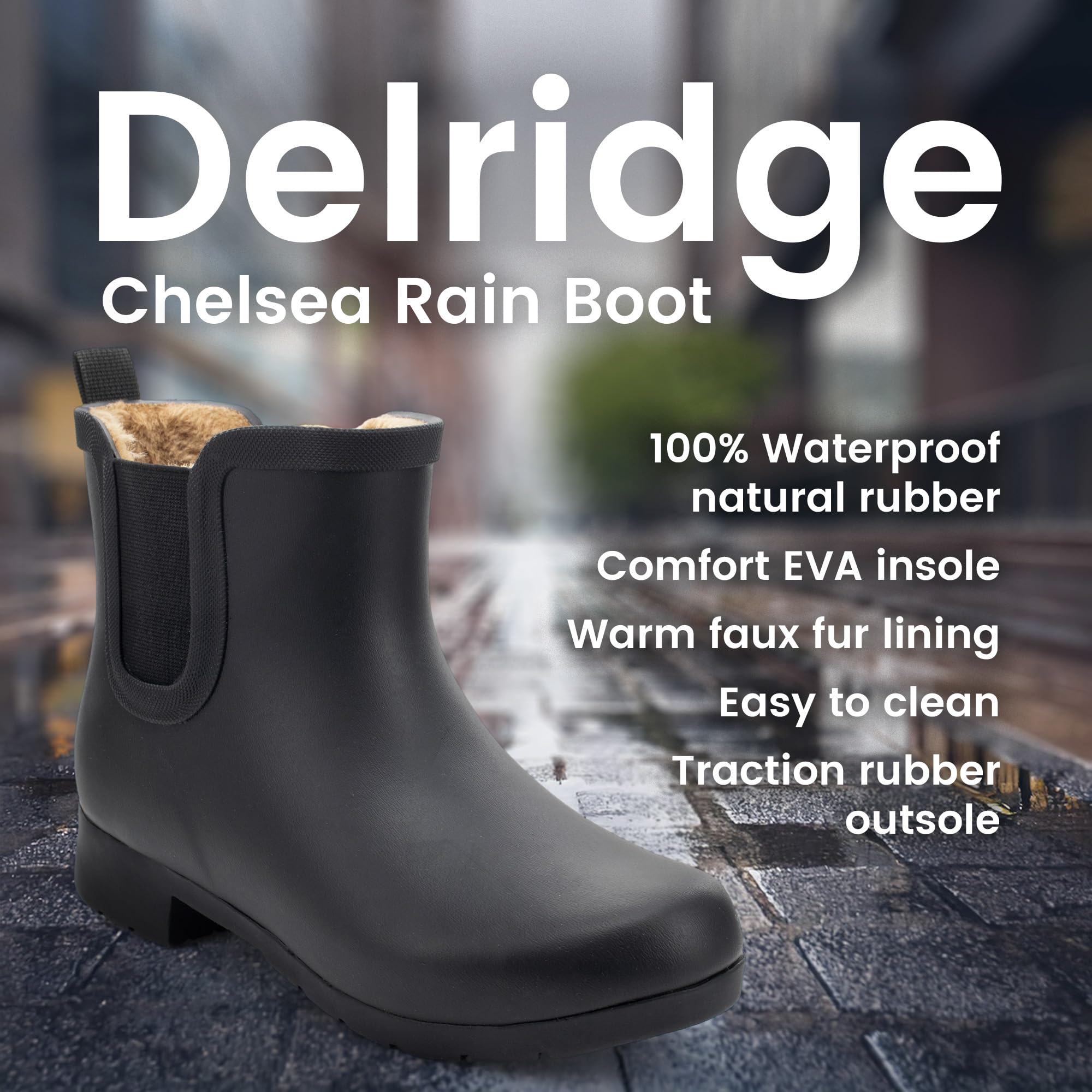 Chooka Women's Waterproof Plush Chelsea Bootie Chelsea Boot, Delridge Black, 7 M
