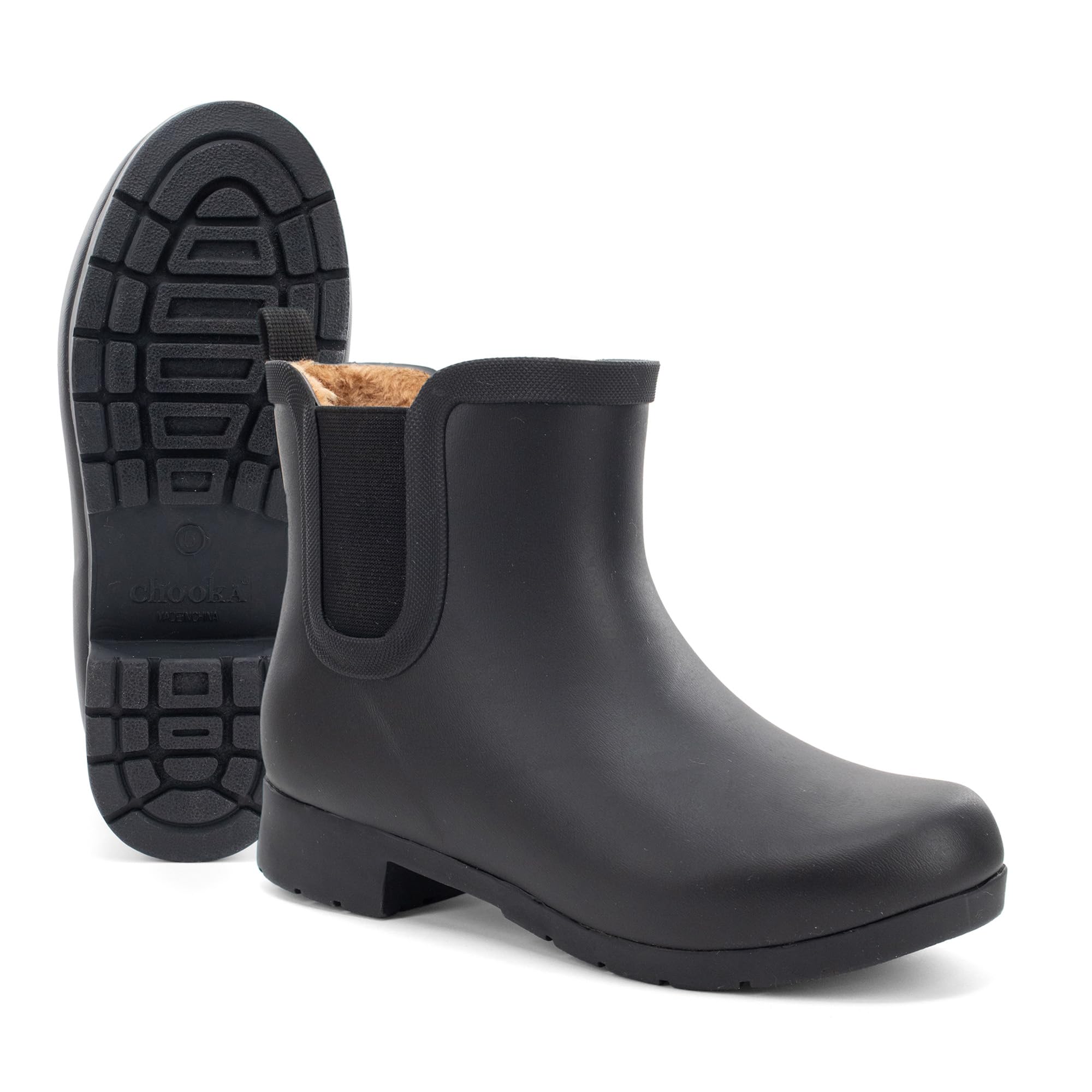 Chooka Women's Waterproof Plush Chelsea Bootie Chelsea Boot, Delridge Black, 7 M