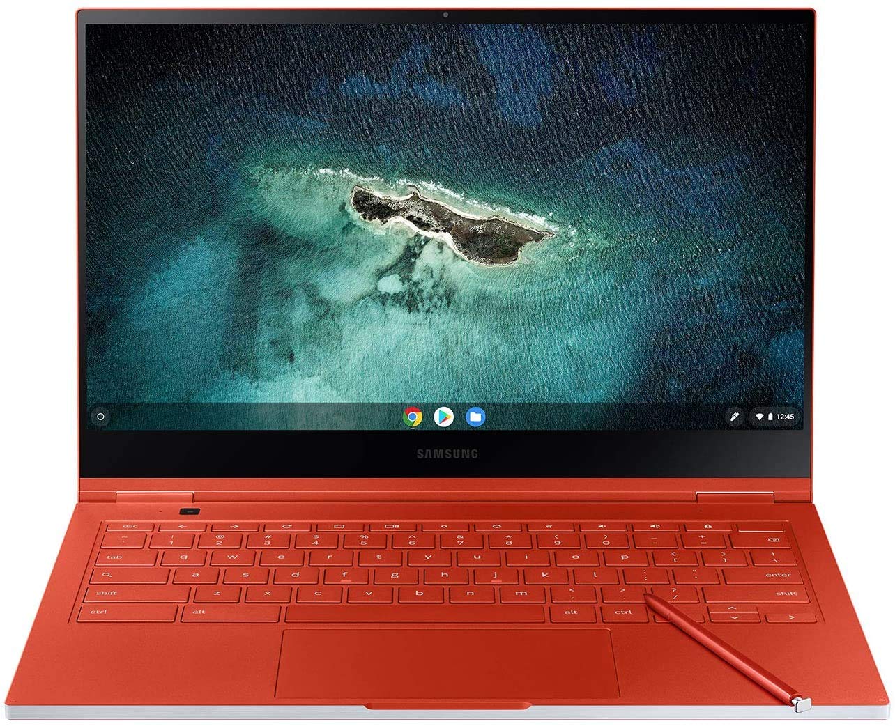 Samsung Galaxy Chromebook 13.3" 4K Touch-Screen for Business, Intel Core i5-10210U Up to 4.2GHz, 8GB RAM, 256GB SSD, Webcam, Wi-Fi, Backlit Keyboard, Chrome OS, Ghost Manta Accessories (Fiesta Red)