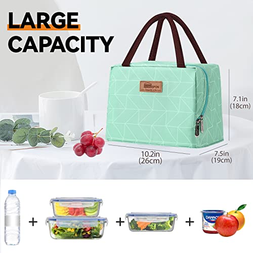 HOMESPON Insulated Lunch Bag for Women Men Lunch Box Cooler Aesthetic Lunch Tote with Pocket for Work Picnic (Green)