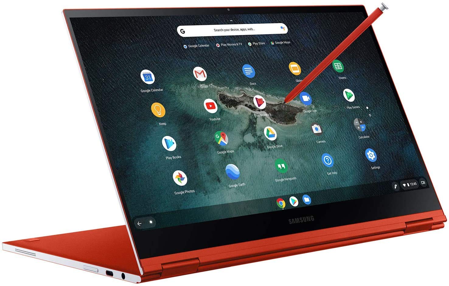 Samsung Galaxy Chromebook 13.3" 4K Touch-Screen for Business, Intel Core i5-10210U Up to 4.2GHz, 8GB RAM, 256GB SSD, Webcam, Wi-Fi, Backlit Keyboard, Chrome OS, Ghost Manta Accessories (Fiesta Red)