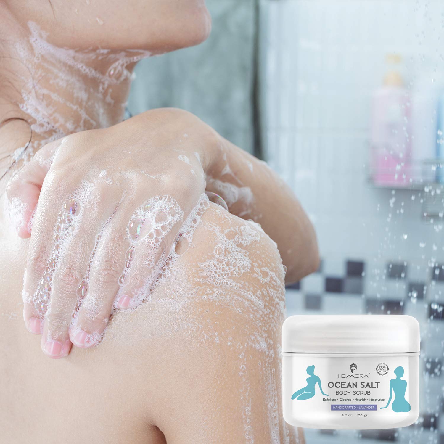 Ocean Salt Body Scrub, Handcrafted scrub with Lavender oil, Scrub with Essential Oils, Detox body scrub, Exfoliating Salt Scrub to Exfoliate & Moisturize Skin, Deep Cleansing