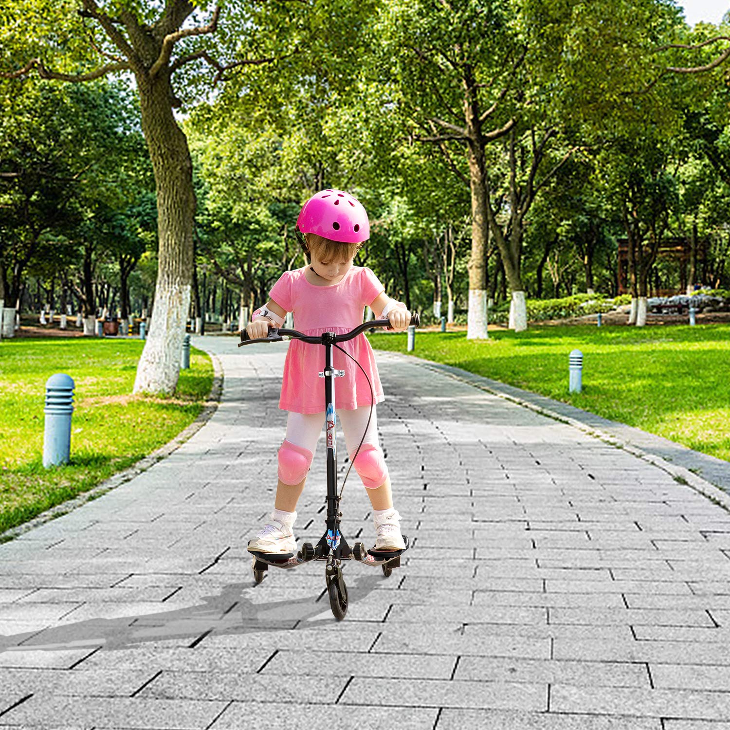 SANSIRP Swing Scooter for Kids, 3 Wheels Wiggle Scooter Foldable Self-Propelling Drift Kick Speeder Scooter with 3-Level Adjustable/Illuminated LED Wheels for Boys Girls Ages 3-8 Years