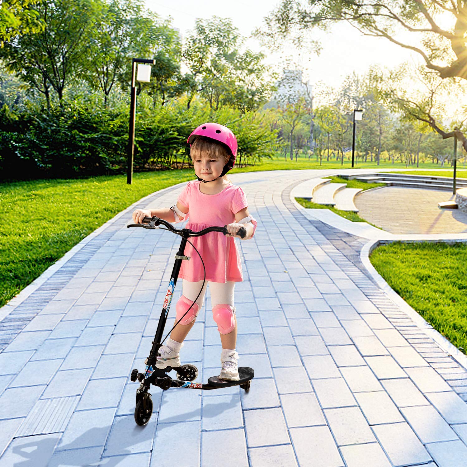 SANSIRP Swing Scooter for Kids, 3 Wheels Wiggle Scooter Foldable Self-Propelling Drift Kick Speeder Scooter with 3-Level Adjustable/Illuminated LED Wheels for Boys Girls Ages 3-8 Years
