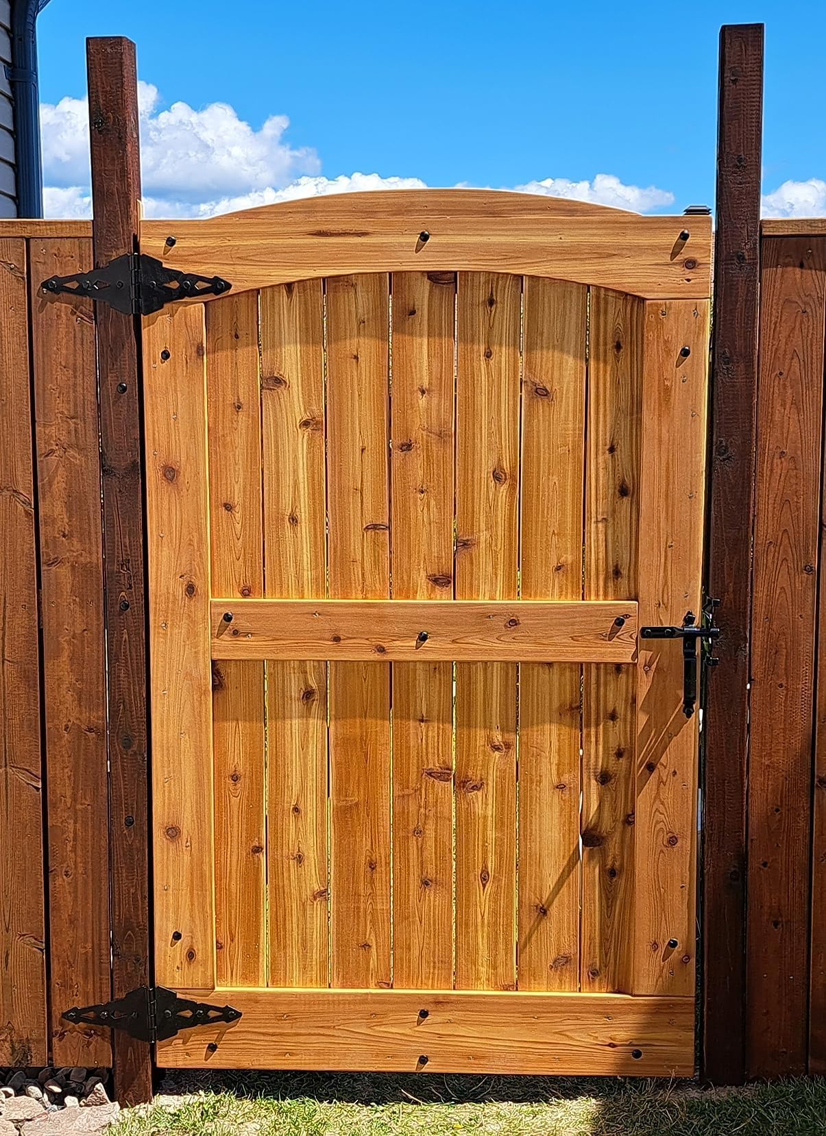 HOME MASTER HARDWARE 8 inch Gate Hinges,Heavy Duty gate Hinges,Wood Gate Hinges for Wooden Fences for patios, barn Doors, Yard gate,with Screws, Black, (6 Pack)