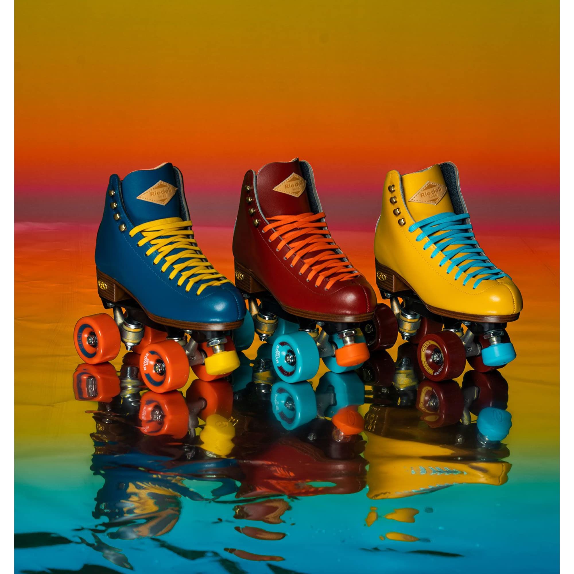 Riedell Crew Roller Skate - Outdoor Quad Roller Skate | Ocean | Size 8