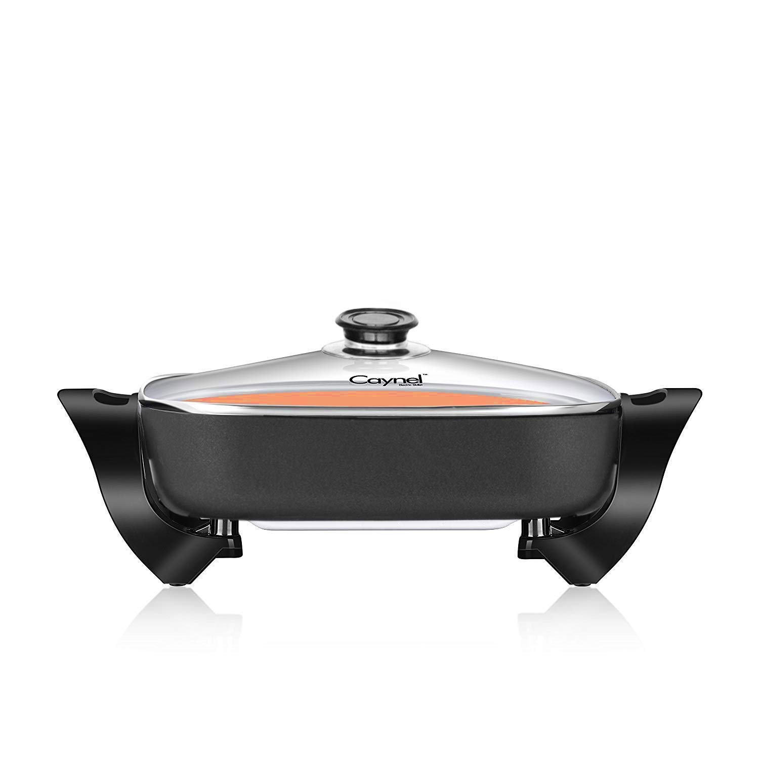 Electric Ceramic Titanium Skillet Jumbo,Deep Dish with Tempered Glass Vented Lid, Non-stick Coating,Convenient Easy Clean Up,12”x 12”
