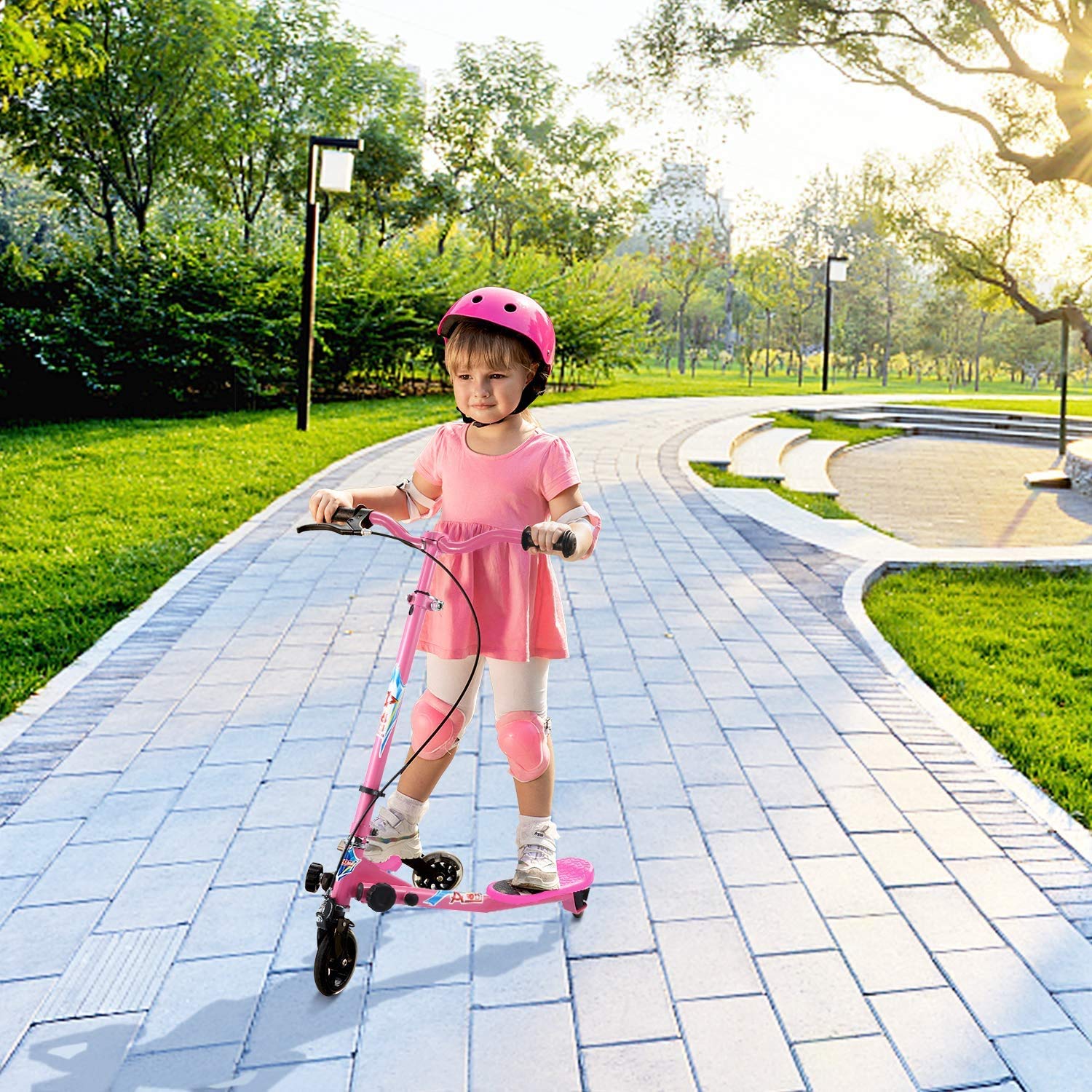 SANSIRP Swing Scooter for Kids, 3 Wheels Wiggle Scooter Foldable Self-Propelling Drift Kick Speeder Scooter with 3-Level Adjustable/LED Wheels for Boys Girls Ages 3-8