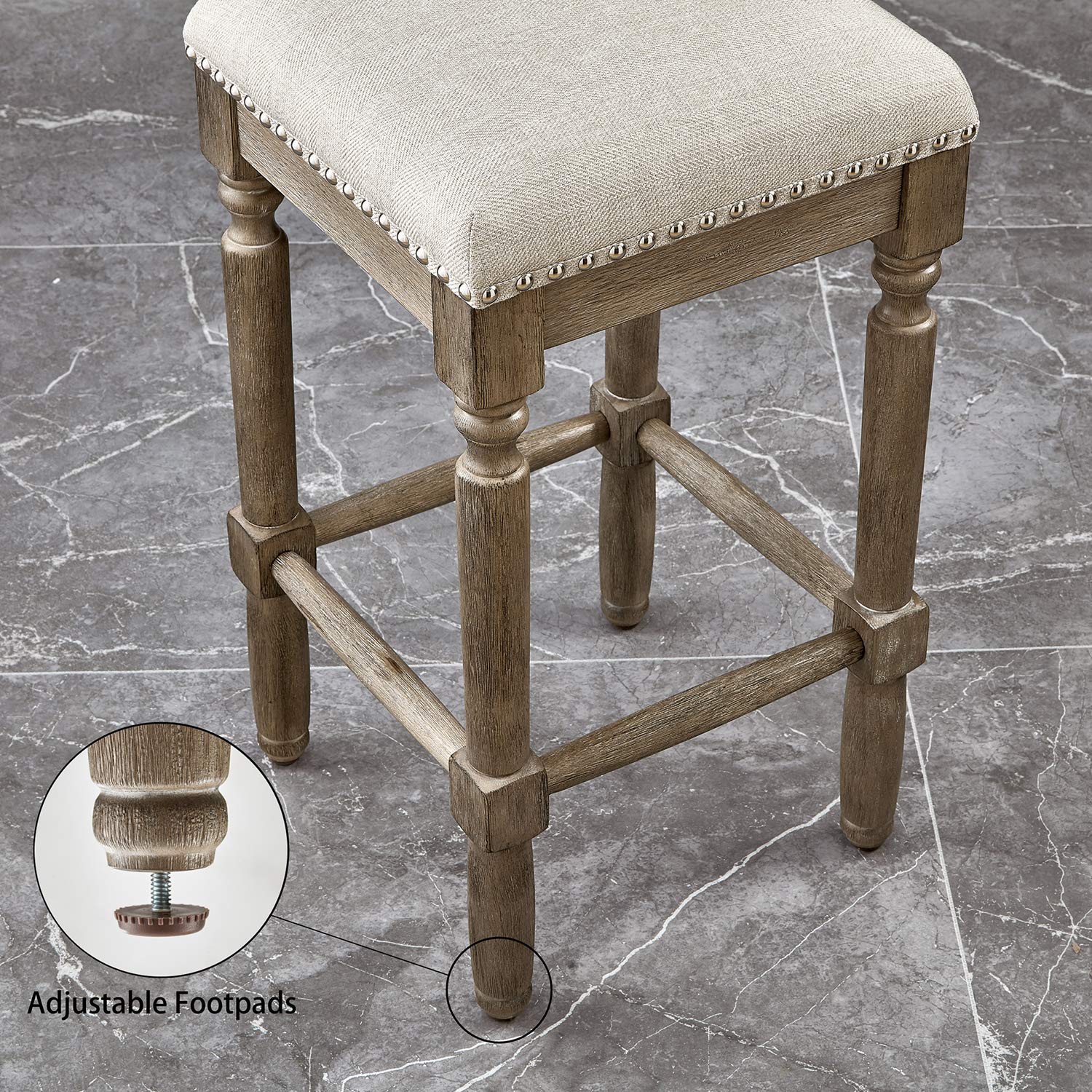 Ball & Cast Counter Height Barstool Upholstered Counter Stool Weathered Oak Finish 2-Pack 26" H