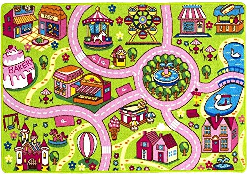 Kids Girl’s Carpet Playmat Car Rug – City Life Educational Road Traffic Carpet Multi Color Play Mat - Best Kids Rugs for Playroom & Kid Bedroom – for Ages 3-12 Years Old (8 Feet X 10 Feet)