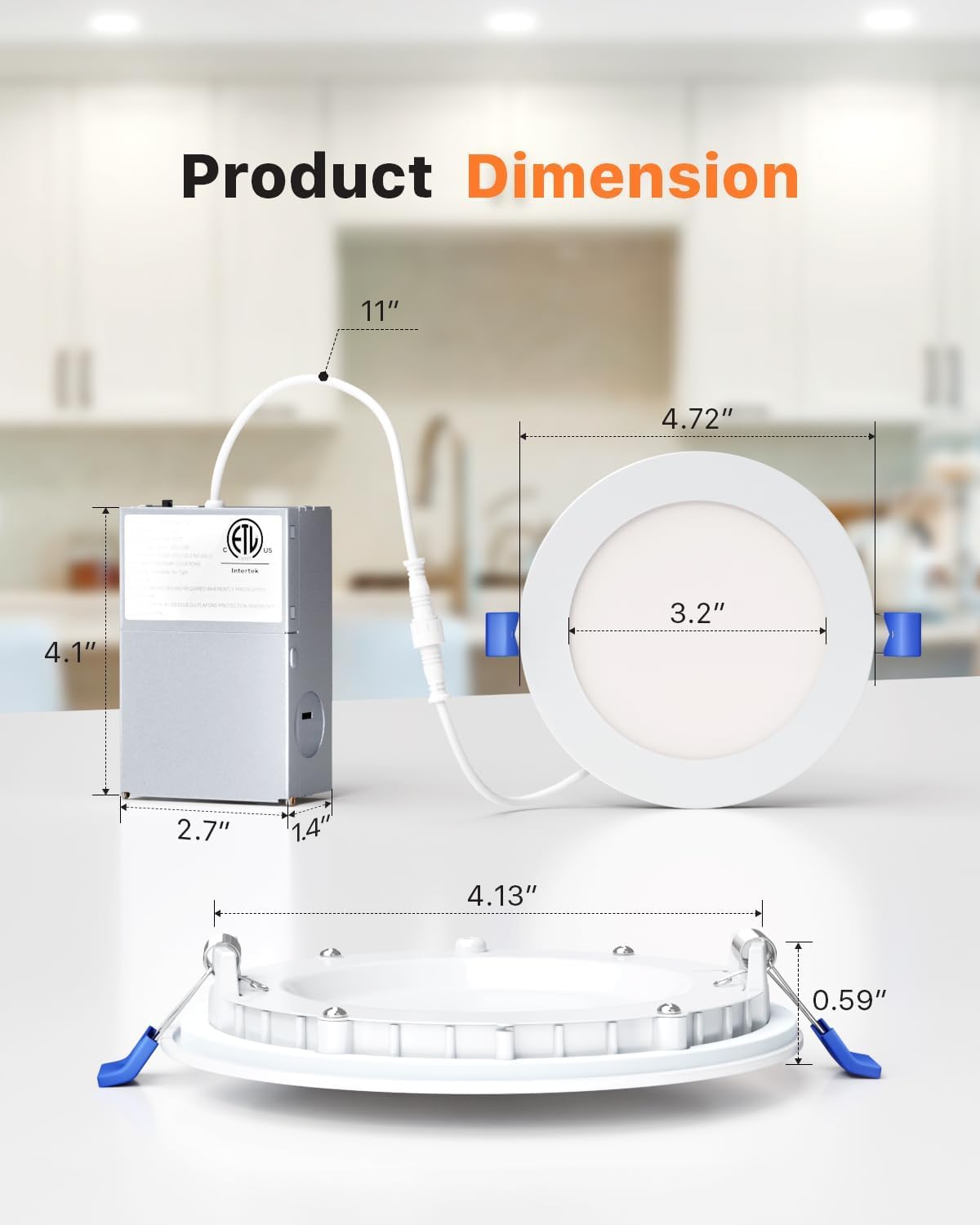 Ensenior 16 Pack 4 Inch LED Recessed Ceiling Light, Dimmable, 2700K-5000K 5CCT, 750LM 9W 120V, High Brightness Canless Wafer Downlight - ETL&FCC&IC