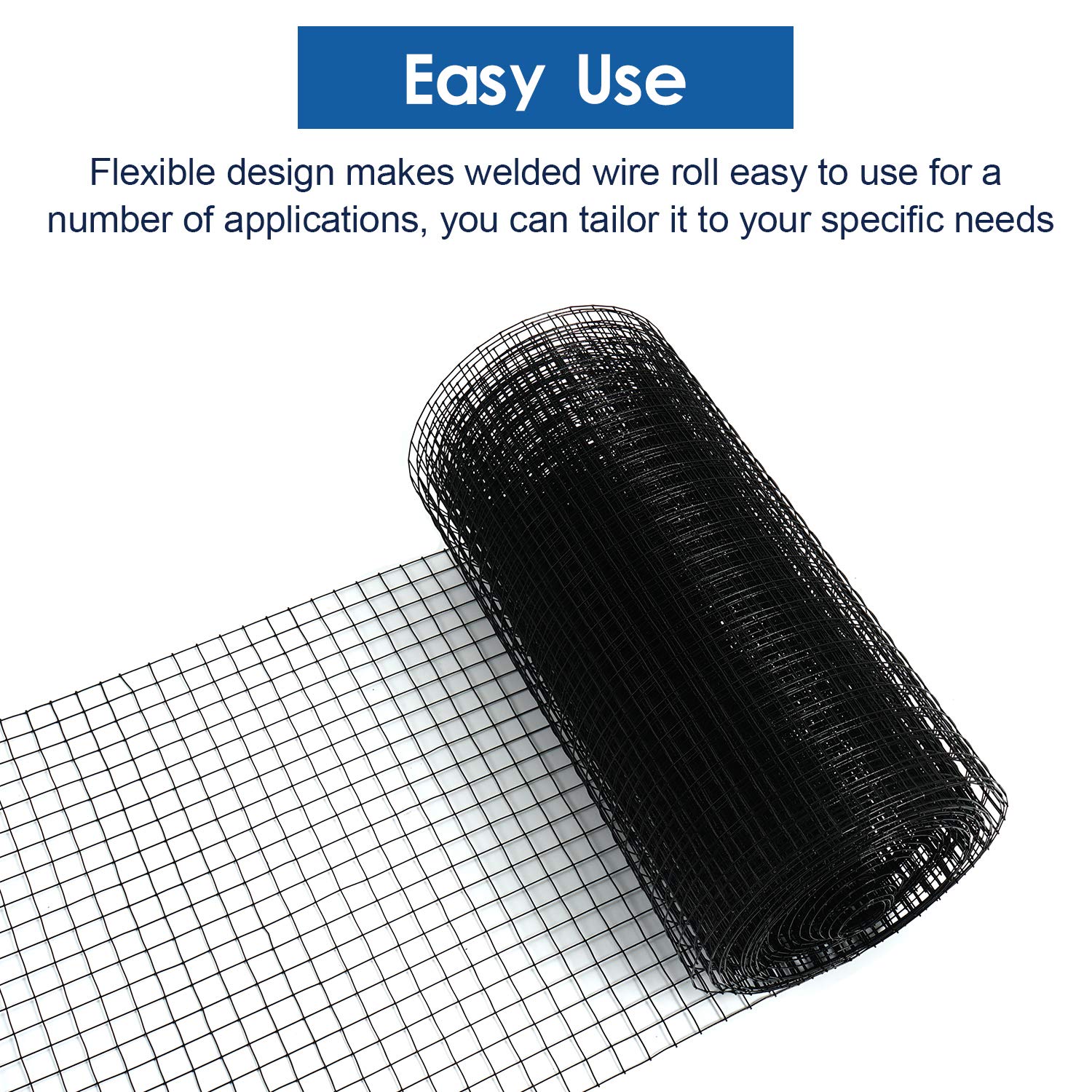 36'' x 50' 1inch Hardware Cloth 16 Gauge Black Vinyl Coated Welded Fence Mesh for Home and Garden Fence and Home Improvement Project (36'' x 50')