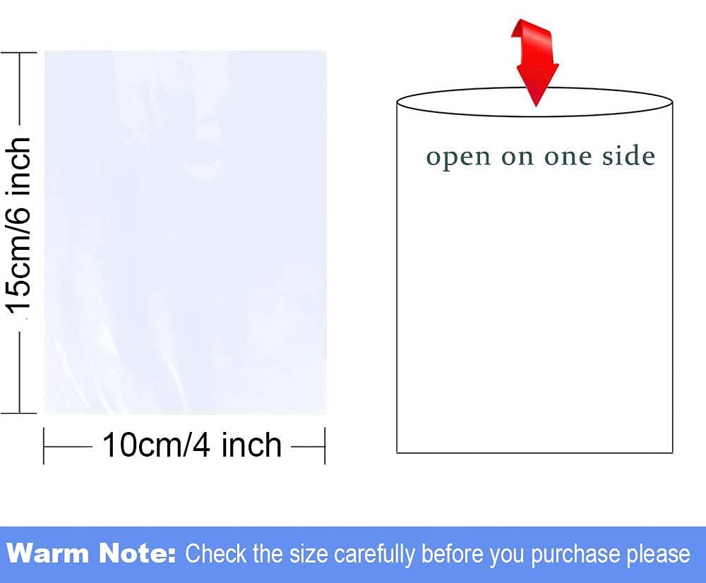 Zcintert 4X6 Shrink Wrap Bags 500 Pack for Soap Bar, Bath Bomb, Small Gift, Clear Heat Shrink Wrap/PVC Shrink Film Bags