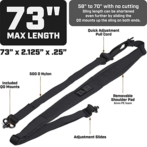 Tacticon Battle Sling Elite | Padded Adjust QD 2 Point Rifle Sling | Disabled Combat Veteran Owned Company | 2 Point Slings | Included QD Mounts | Tactical Accessories