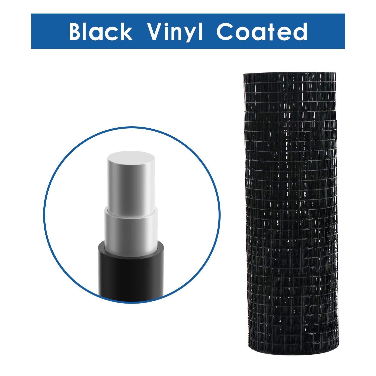 36'' x 50' 1inch Hardware Cloth 16 Gauge Black Vinyl Coated Welded Fence Mesh for Home and Garden Fence and Home Improvement Project (36'' x 50')