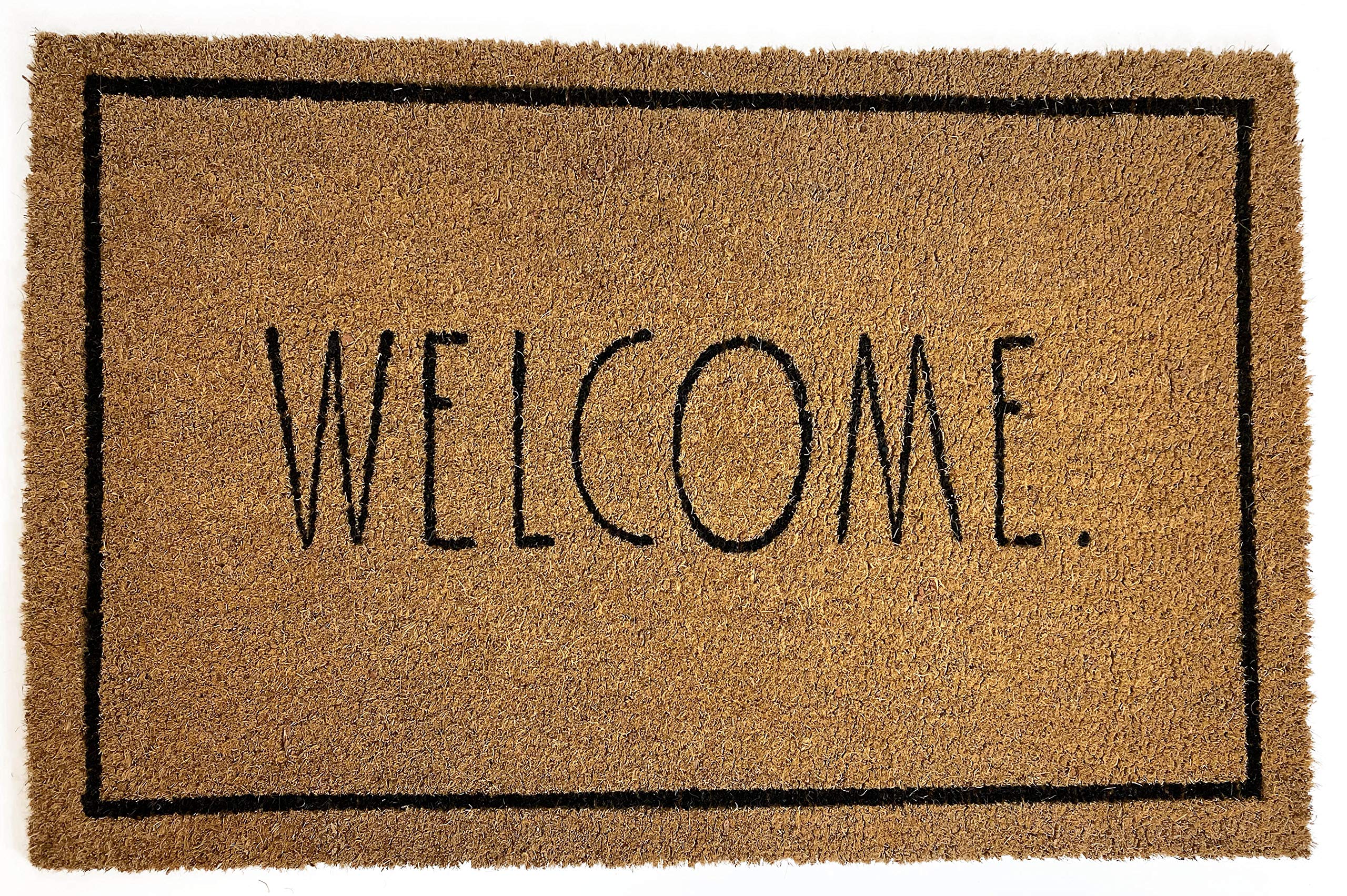 Rae Dunn Welcome Door Mat - 24" x 36" Welcome Mat - Coco Coir Coconut Fiber and Waterproof Rubber Back - Cute Decor Indoor and Outdoor Rug for Front Porch, Entrance, Entryway, Patio