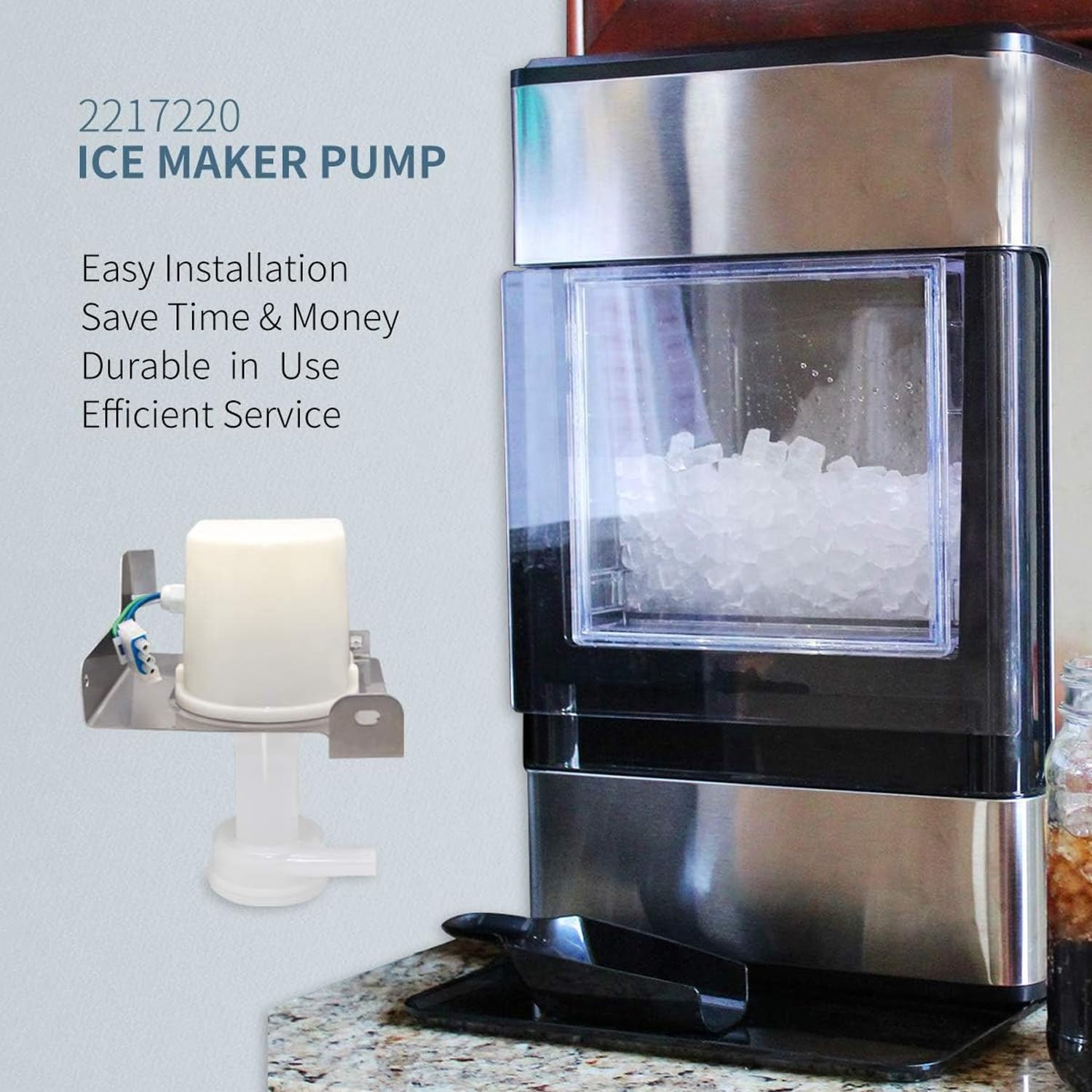 Sikawai 2217220 Ice Maker Circulation Pump Assembly Water Pump - Replacement for G-E Whirl-pool Hot-point Ken-more Replaces WP2217220 WR57X10028 2217220 2185531 2185748