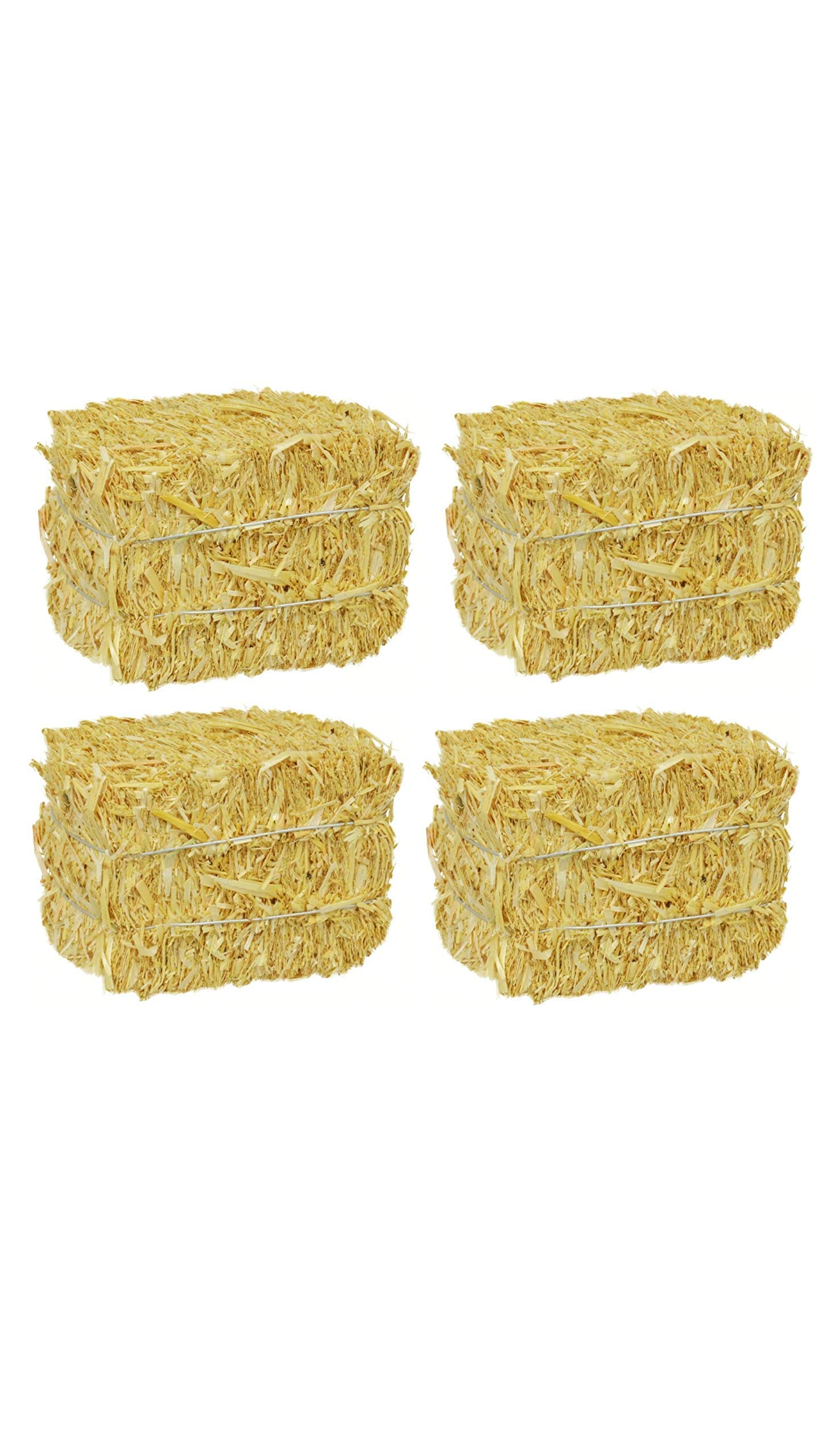 Fall Thanksgiving Harvest Mini Straw Hay Bale Sunni Sunflowers Natural Decorations Home Craft Display ~ Bundle of 4