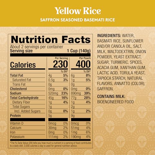 Royal Yellow Saffron Basmati Rice - Ready to Heat Basmati Rice - (4 Pack) 8.5 oz Microwaveable Pouch