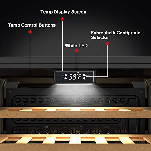 Galanz GLW57MS2B16 47 Bottle Built in Wine Refrigerator, Digital Temperature Control, White LED Interior Lighting, 5.7 Cu. Ft., Stainless Steel