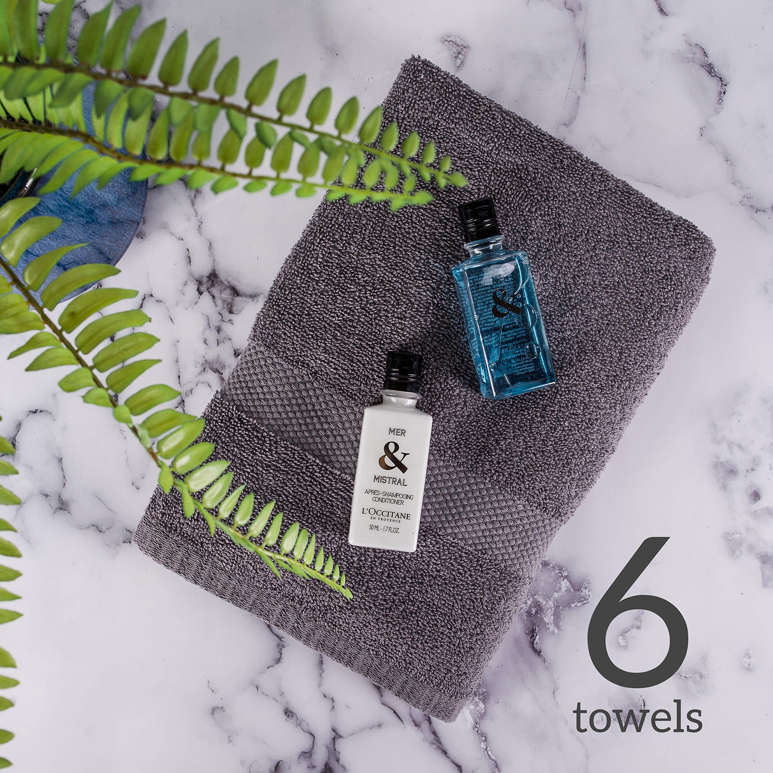 GREEN LIFESTYLE Soft Cotton Towels for Pool, Spa, and Gym Lightweight and Highly Absorbent Quick Drying Towels (24" x 48", Charcoal)